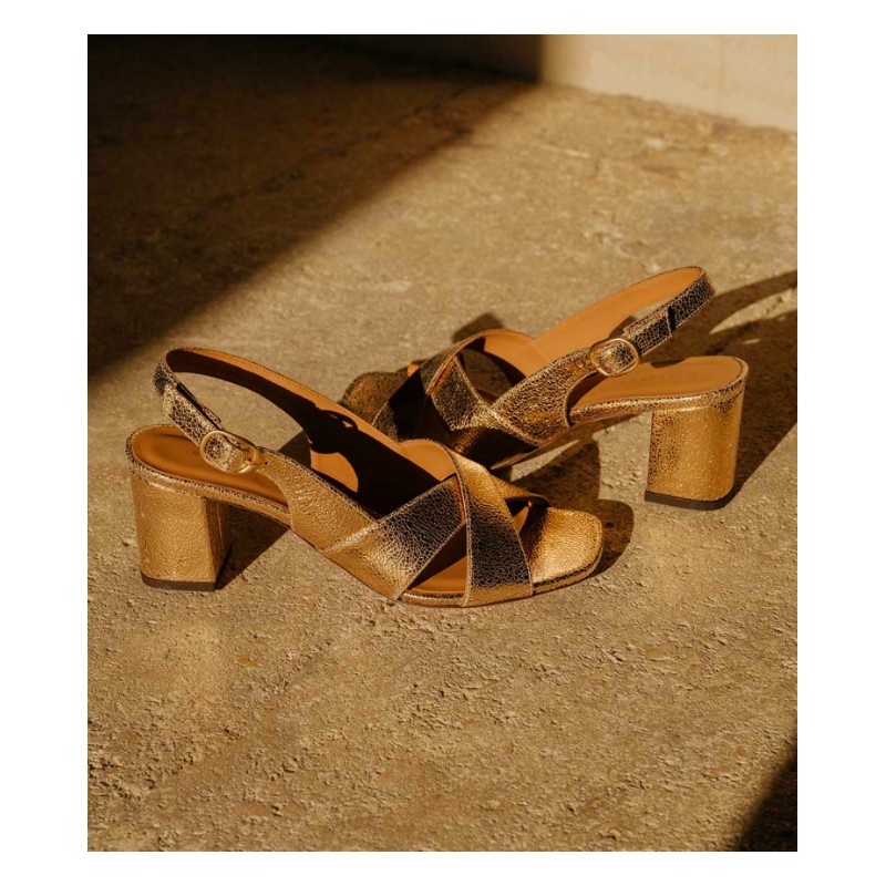 Sandales rivecour n°652 - cuir craquelé doré